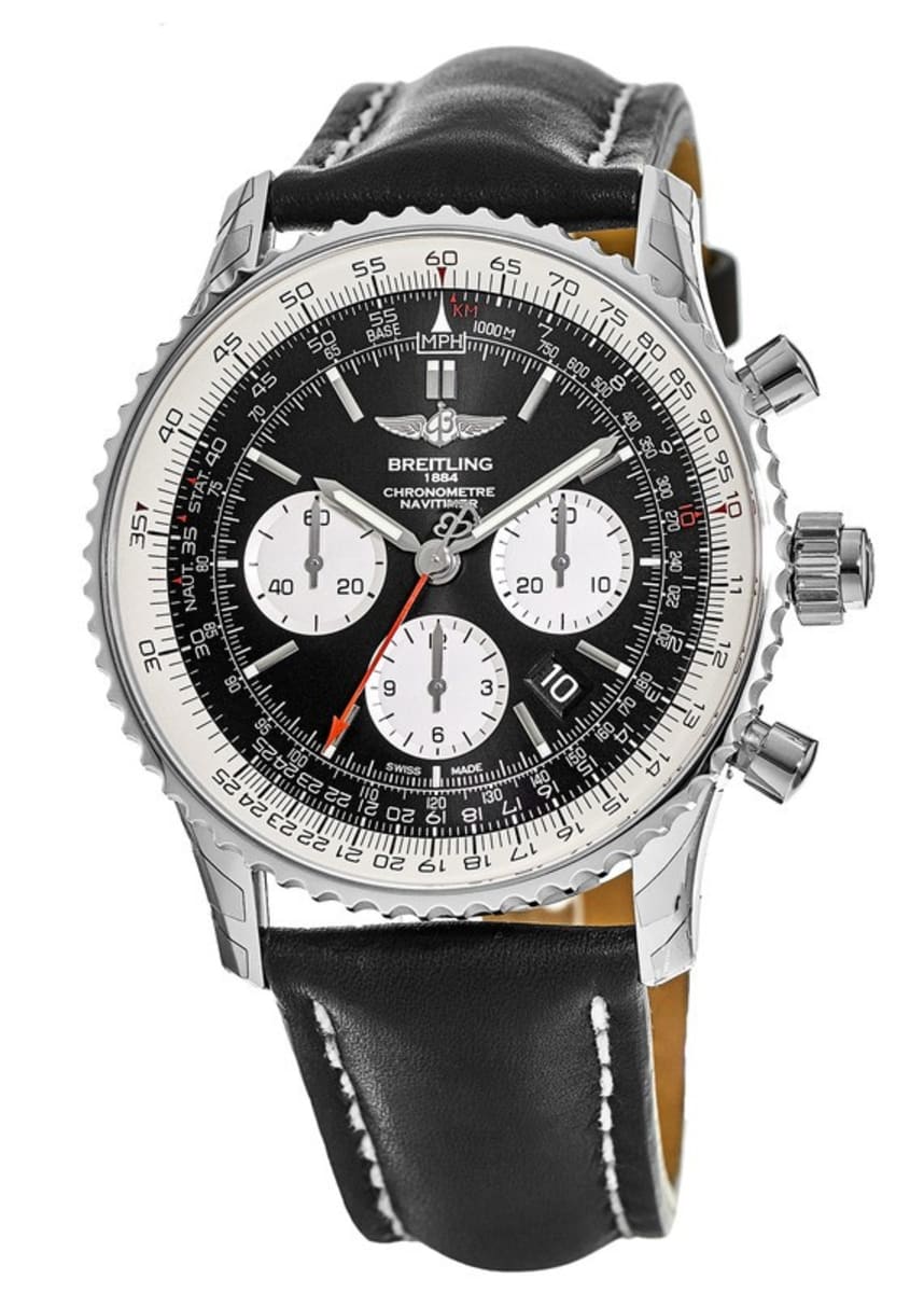 Breitling Navitimer B03 Chronograph Rattrapante 45 Black Dial Leather ...