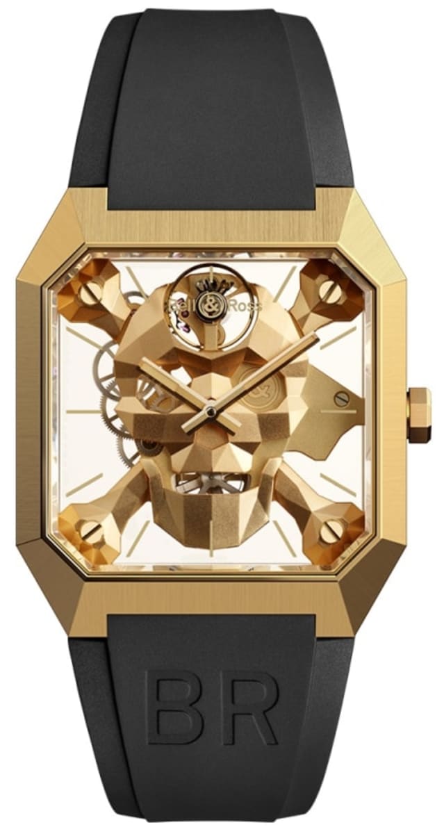 Bell & Ross BR 01 Cyber Skull Bronze Rubber Strap Men's Watch BR01-CSK ...