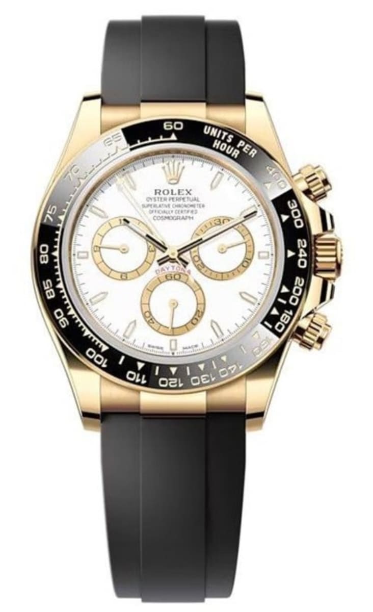 Rolex Cosmograph Daytona Yellow Gold White Dial Oysterflex Men's Watch ...