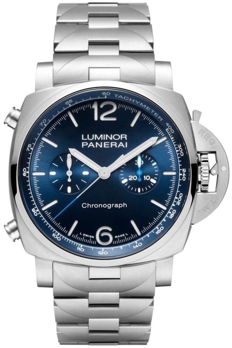 Panerai Luminor Chrono 44mm Blue Dial Steel Men's Watch PAM01110