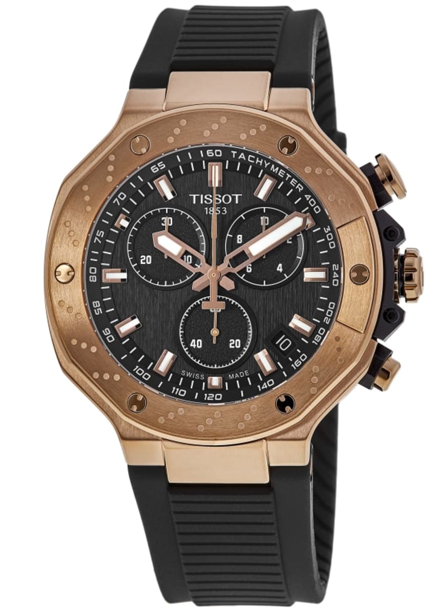 Tissot T-Race Chronograph Black Dial Rubber Strap Men's Watch T141.417 ...