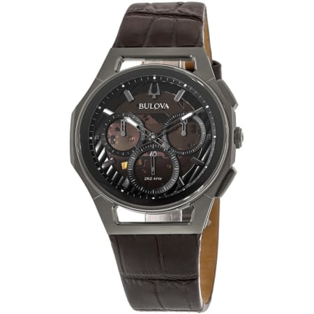 Bulova Curv Brown Dial Leather Strap Men's Watch 98A231