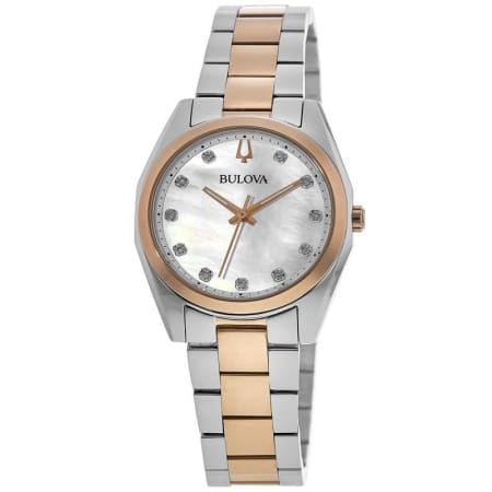 Bulova Surveyor Mother of Pearl Diamond Dial Two-tone Steel Women's ...