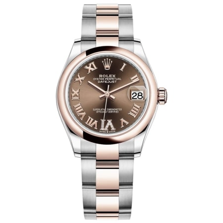 Rolex Datejust 31 Steel and 18kt Everose Gold Chocolate Pave Roman Dial ...