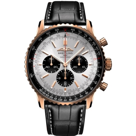 Breitling Navitimer B01 Chronograph 46 18kt Rose Gold Leather Strap Men ...