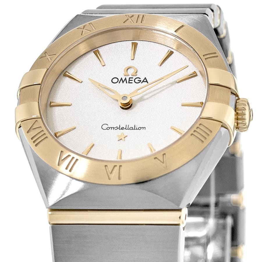Omega Constellation Manhattan Quartz 28mm Silver Dial Yellow Gold and ...