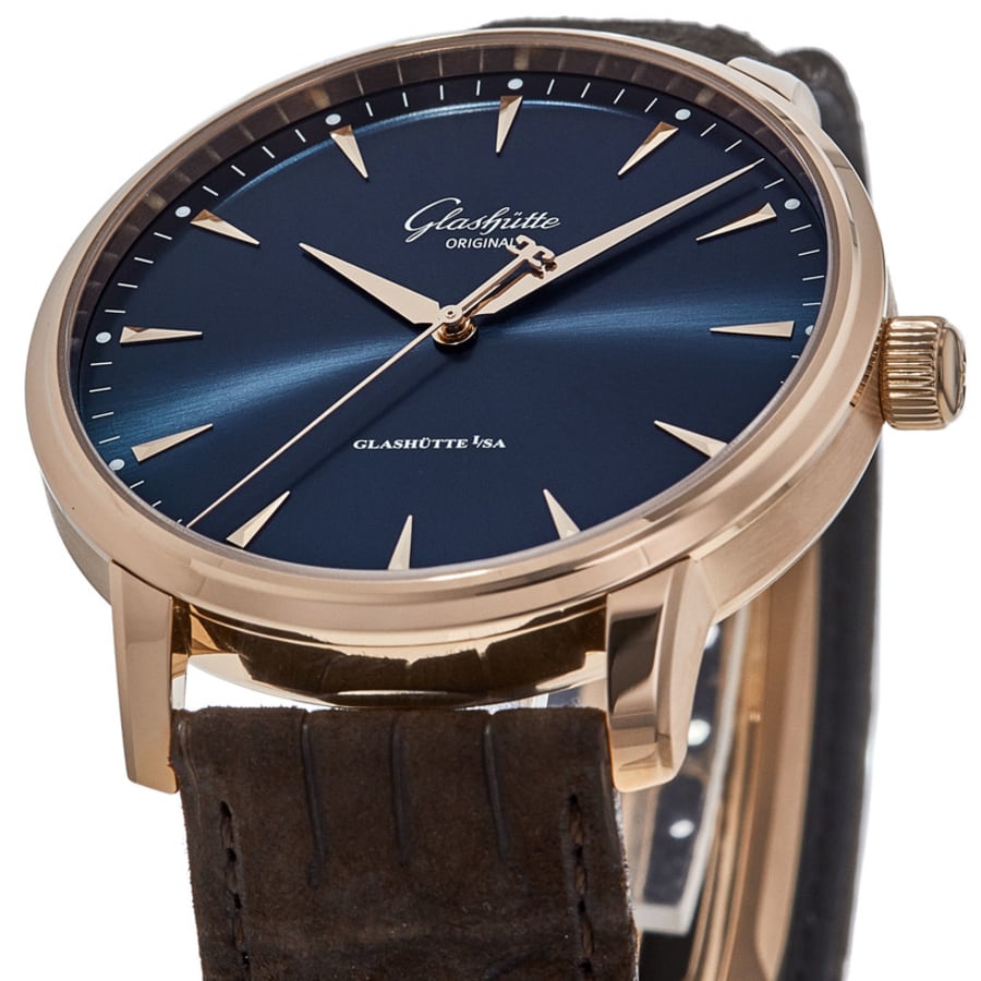 Glashutte Original Senator Excellence 18kt Rose Gold Blue Dial Leather ...