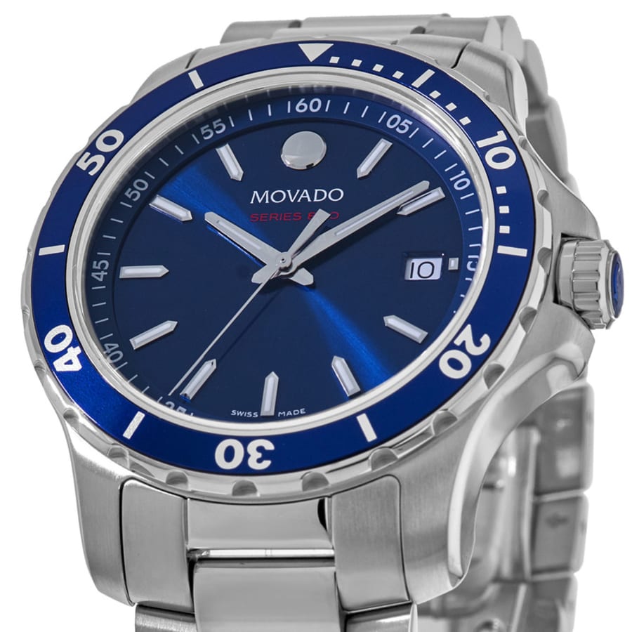 Movado Series 800 Blue Dial Steel Men's Watch 2600137 | WatchMaxx