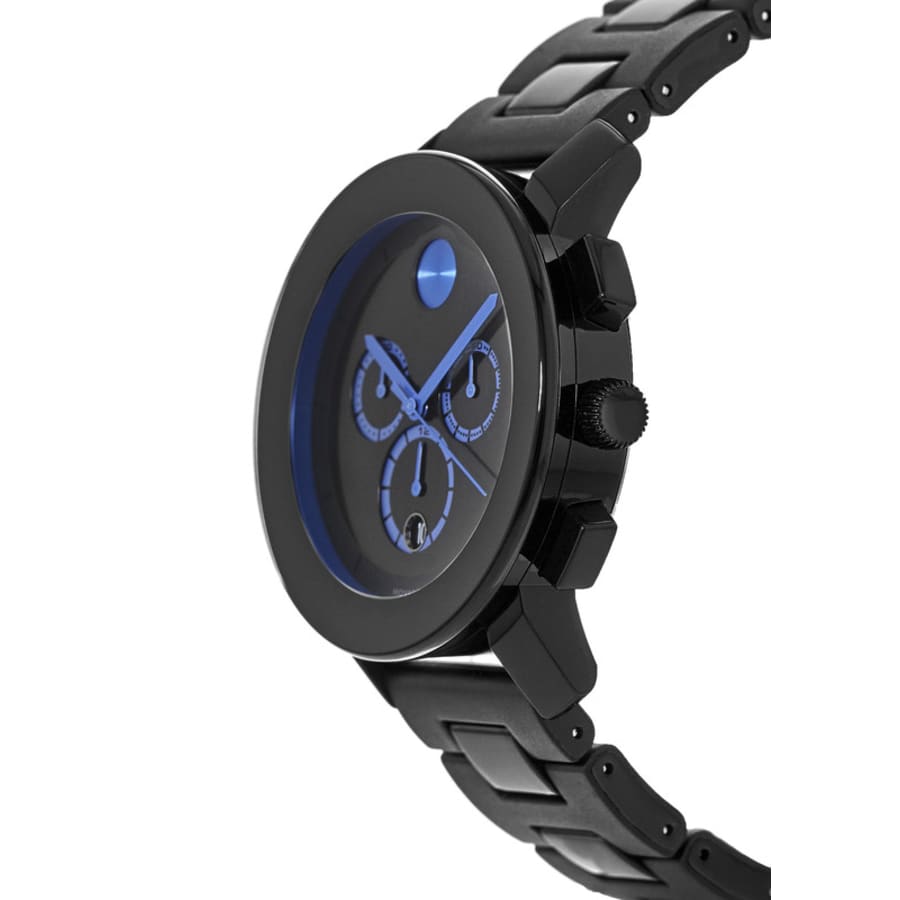 Movado Bold Black TR90 Chronograph Blue Hands Men's Watch 3600101