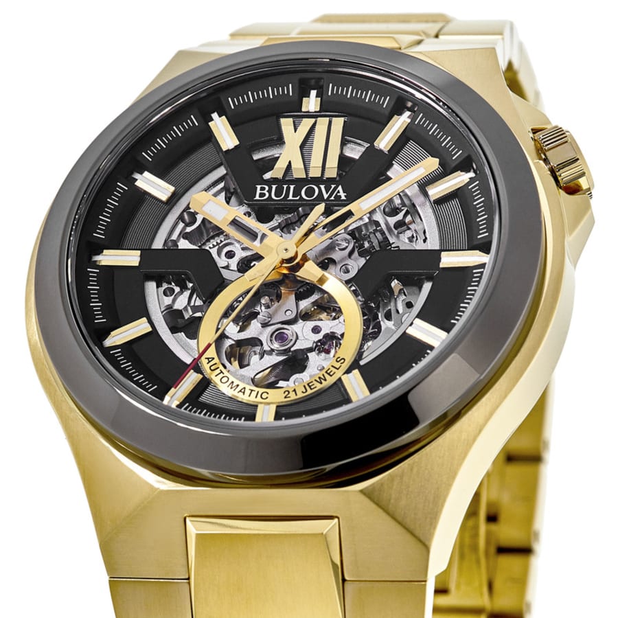 Bulova Classic Black Skeleton Dial Stainless Steel Men's Watch 98A178