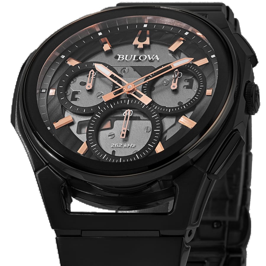 Bulova Curv Chronograph Black Dial Black Stainless Steel Men's Watch 98A207