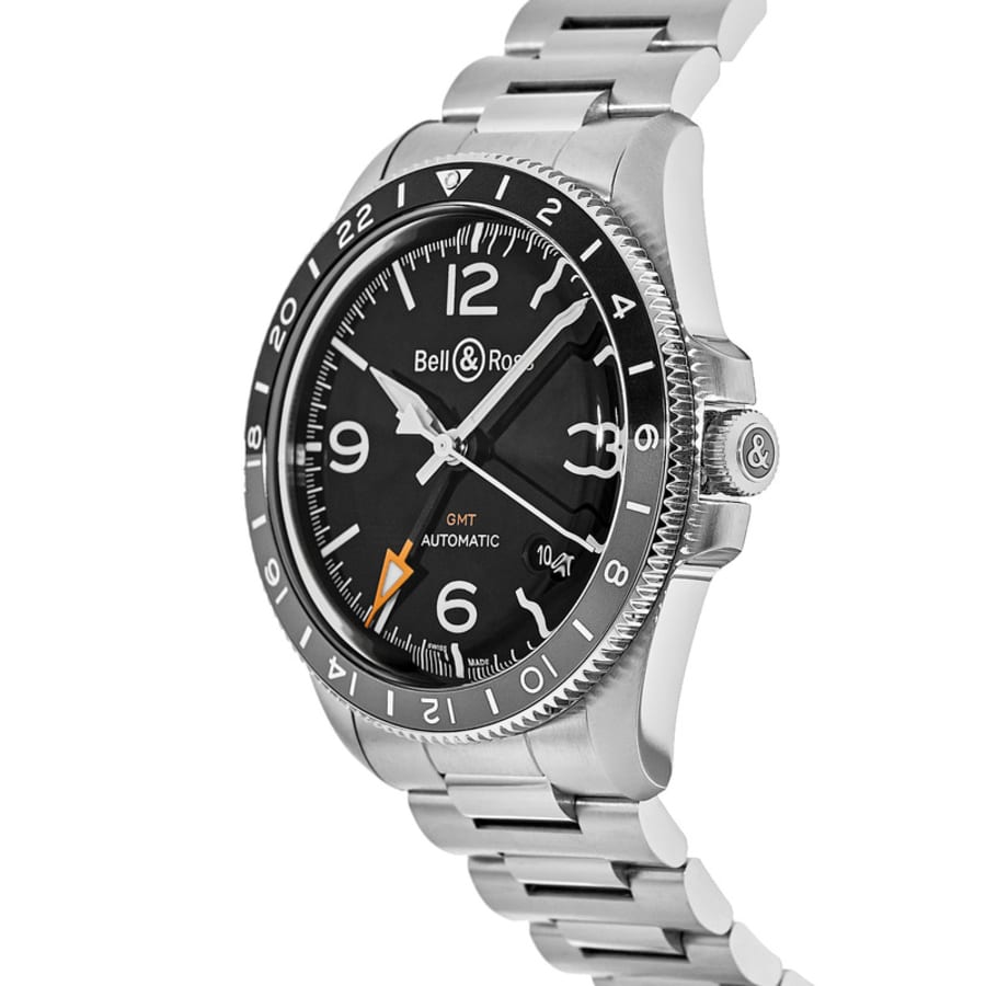 Bell & Ross BR V2-93 GMT Black Dial Steel Men's Watch BRV293-BL-ST/SST