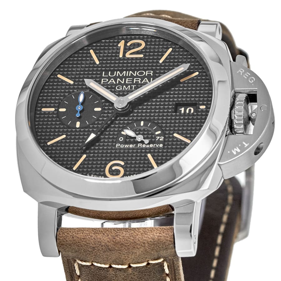Panerai Luminor 1950 3 Days GMT Power Reserve Black Dial Brown Leather ...