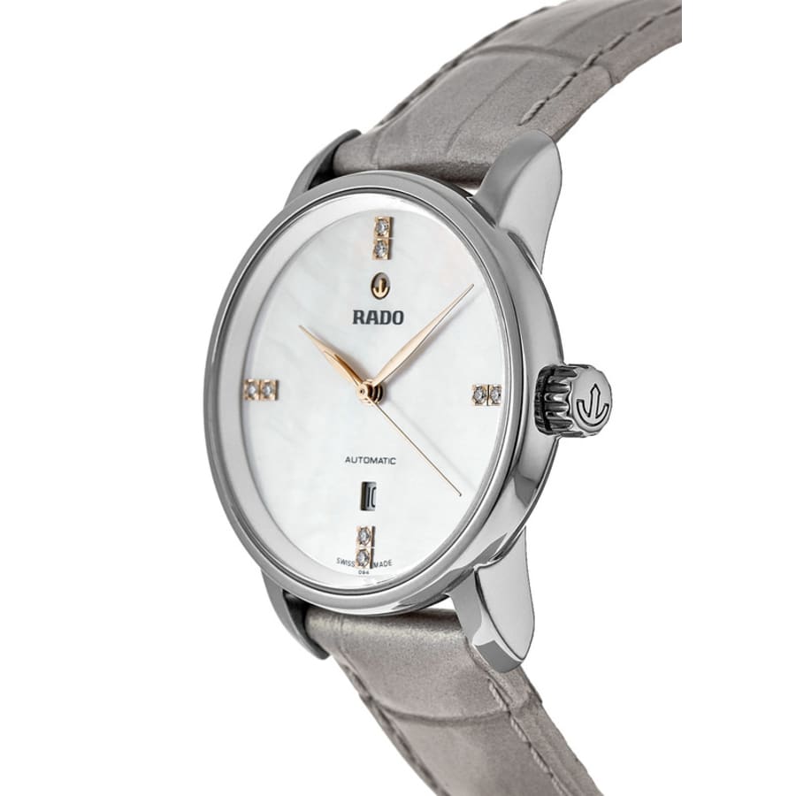 Rado Diamaster Mother Of Pearl Dial White Leather Strap Womens Watch