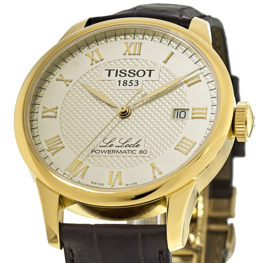 Tissot Le Locle Powermatic 80 Yellow Gold Tone Leather Strap Men's Watch T006.407.36.263.00