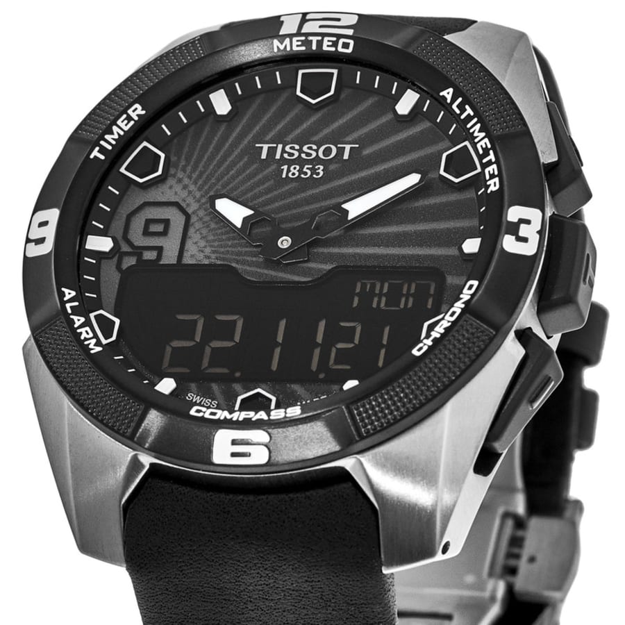 Tissot T-Touch Expert Tony Parker Limited Edition Black Dial Titanium Leather Strap Men's Watch ...