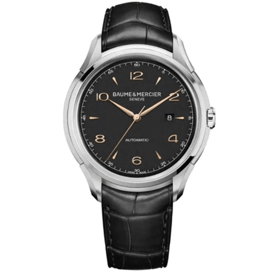 Baume & Mercier Clifton Club Automatic Black Dial Leather Strap Men's ...