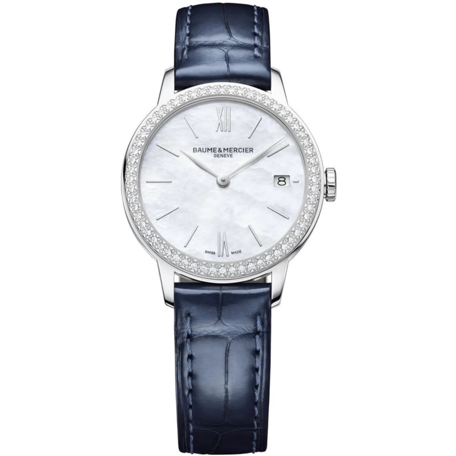 Baume & Mercier Classima Quartz Mother of Pearl Dial Diamond Leather ...