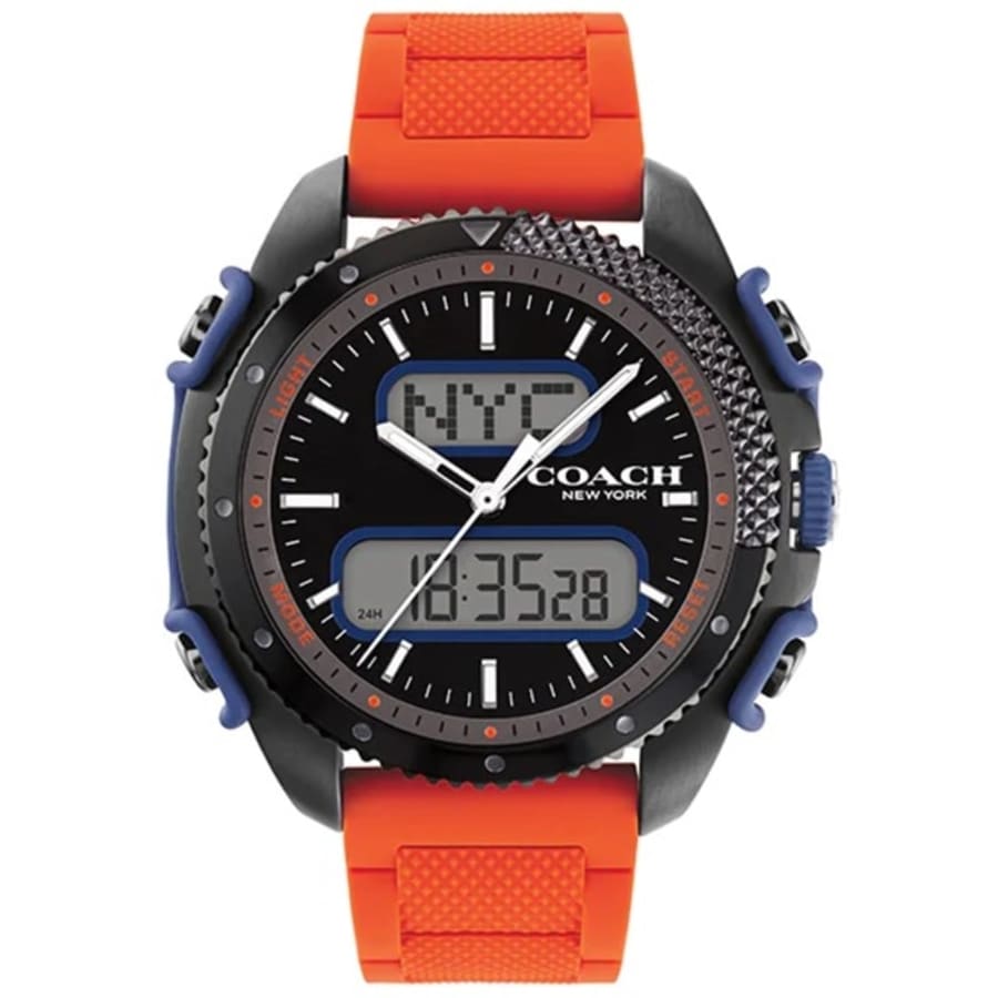 Coach C001 Digital Black Dial Orange Strap Men's Watch 14602507