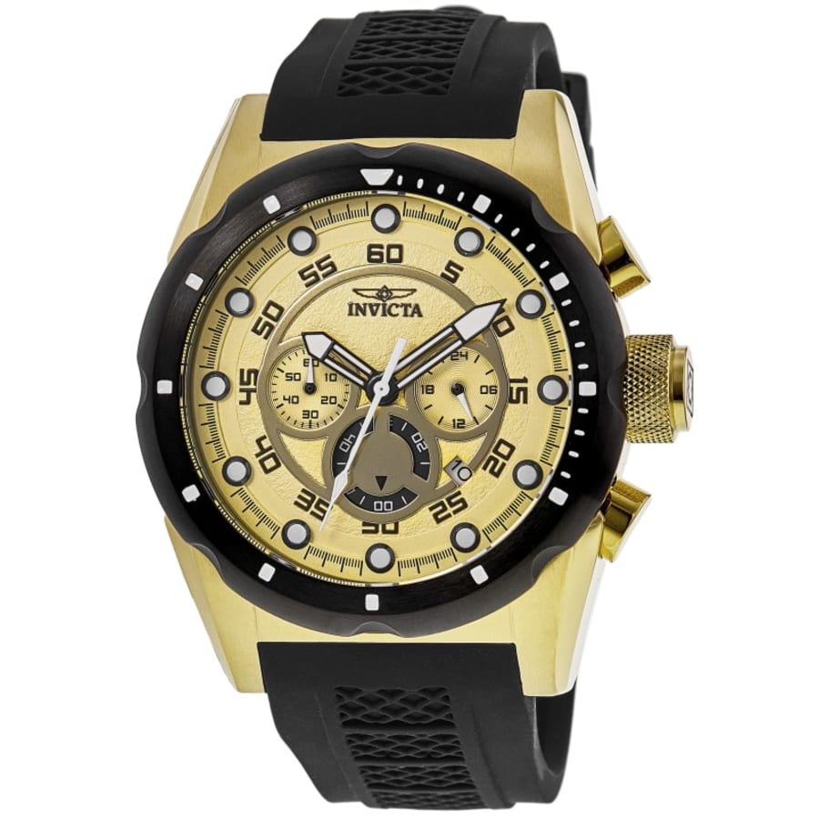 Invicta Gold Dial Silicone Strap Men's Watch 20306 | WatchMaxx.com