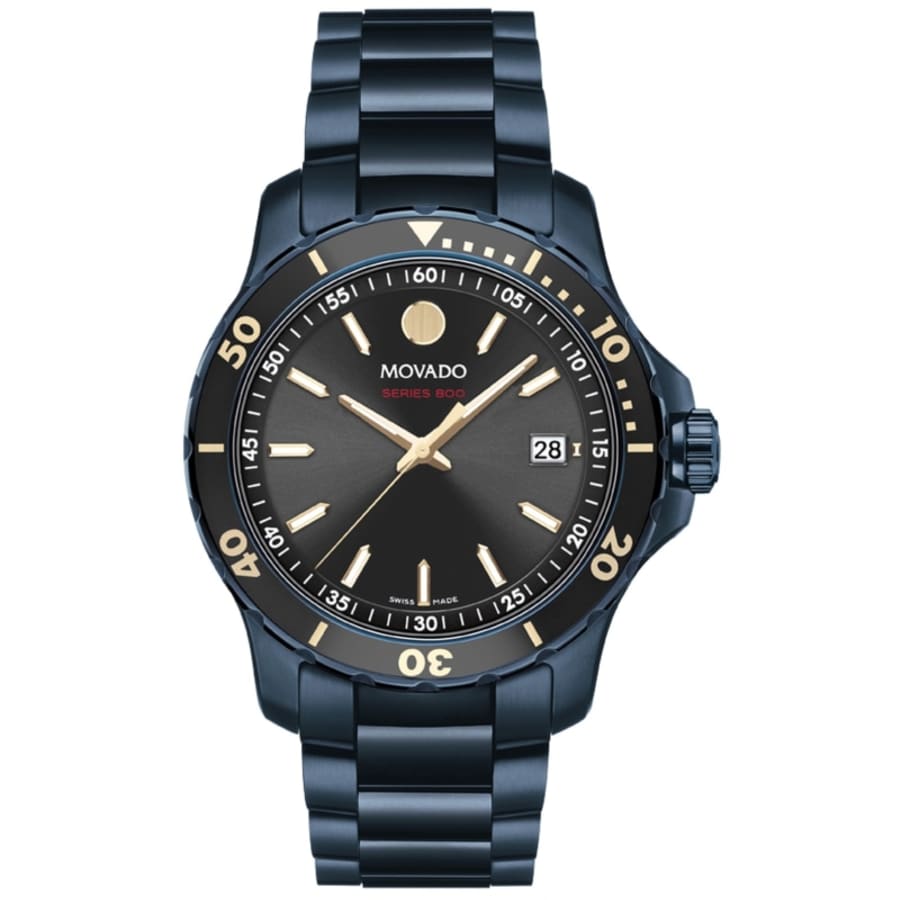 Movado Series 800 Black Dial Blue Steel Unisex Watch 2600160