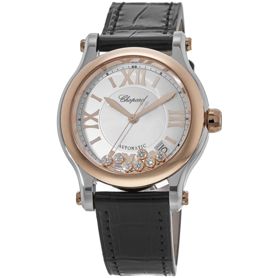 Chopard Happy Sport Medium Automatic 36mm Silver Diamond Dial 18K Rose ...