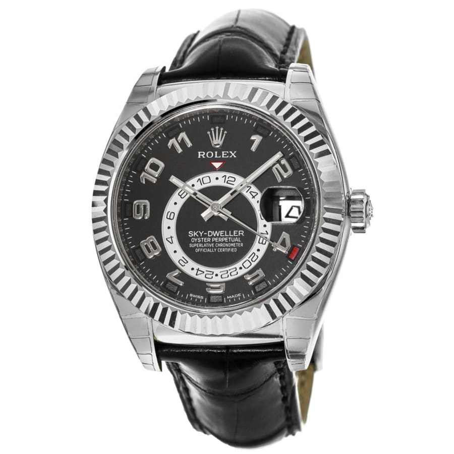 Rolex Sky-Dweller 42mm 18kt White Gold Black Dial Men's Watch 326139-0003