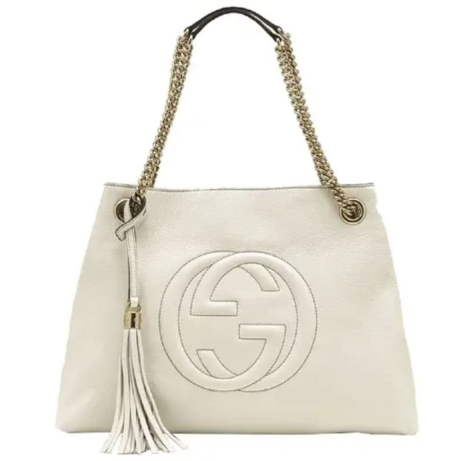 Gucci Soho White Leather with Tassle Women's Shoulder Bag 536196 A7M0G 9522