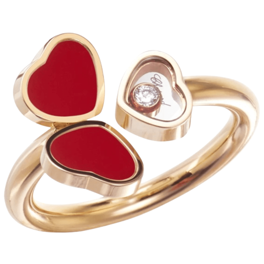 Chopard Happy Hearts Wings 18K Rose Gold, Diamond and Red Stone Women's ...