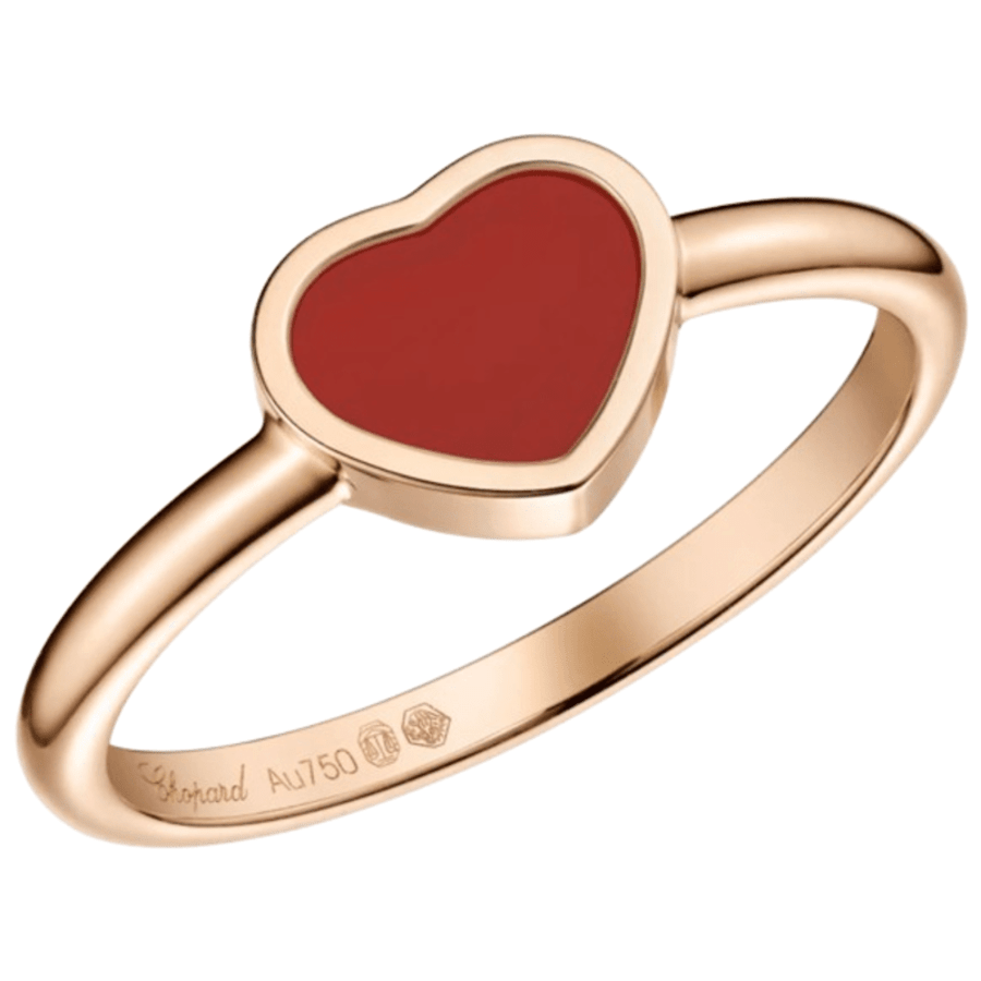 Chopard Happy Hearts 18K Rose Gold and Carnelian Women's Ring 82A086-5800