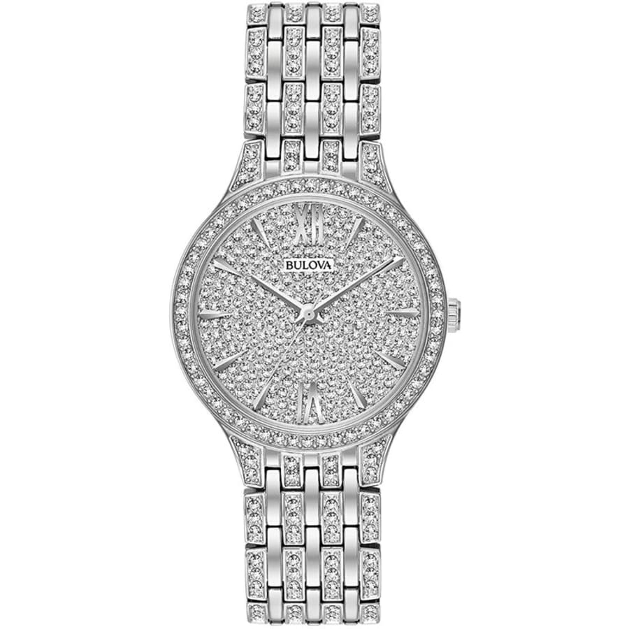 Bulova Crystal Silver Dial Stainless Steel Women's Watch 96L243