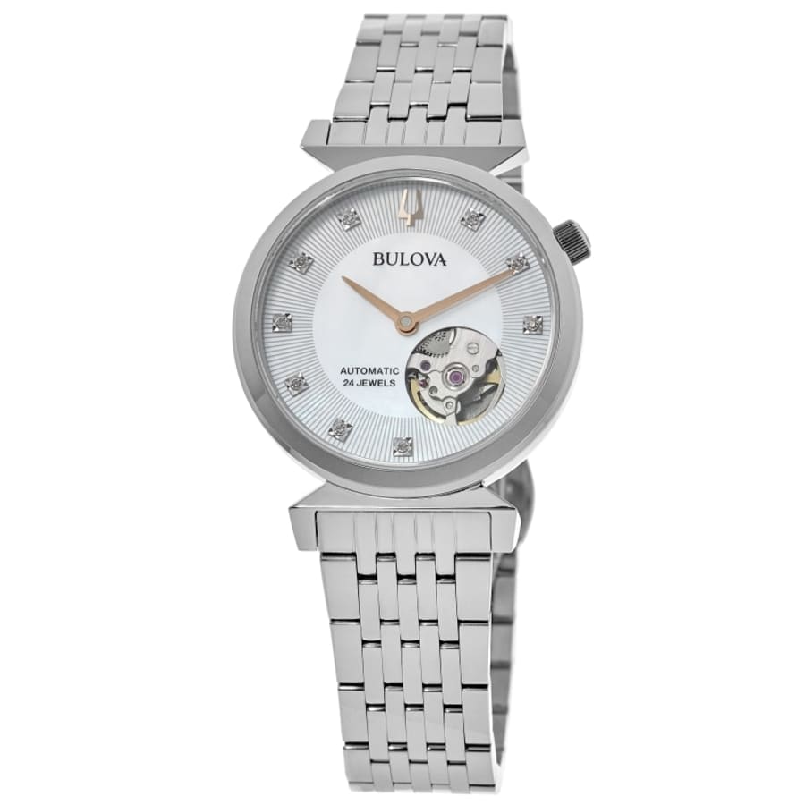 Bulova Regetta Automatic Mother of Pearl Diamond Dial Steel Women's ...