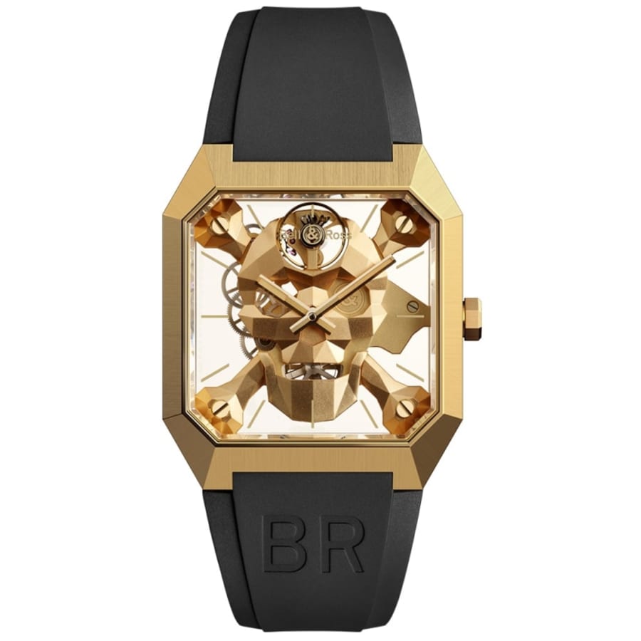 Bell & Ross BR 01 Cyber Skull Bronze Rubber Strap Men's Watch BR01-CSK ...