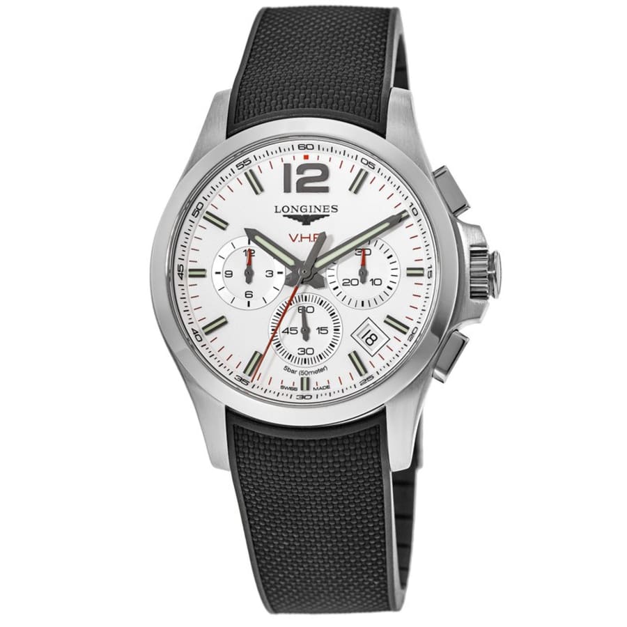 Longines Conquest V.H.P. Silver Dial Black Rubber Strap Longines Conquest V.H.P. Silver Dial Black Rubber Strap