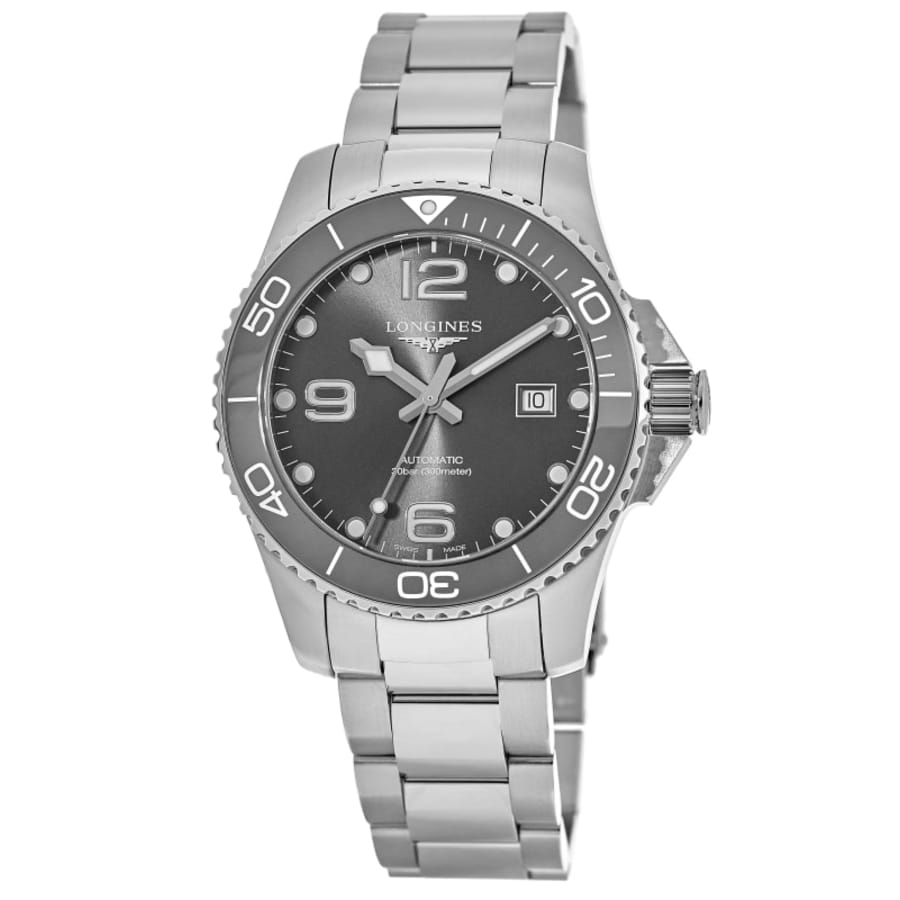 Longines HydroConquest Automatic Ceramic Bezel Grey Dial Men's Watch L3 ...