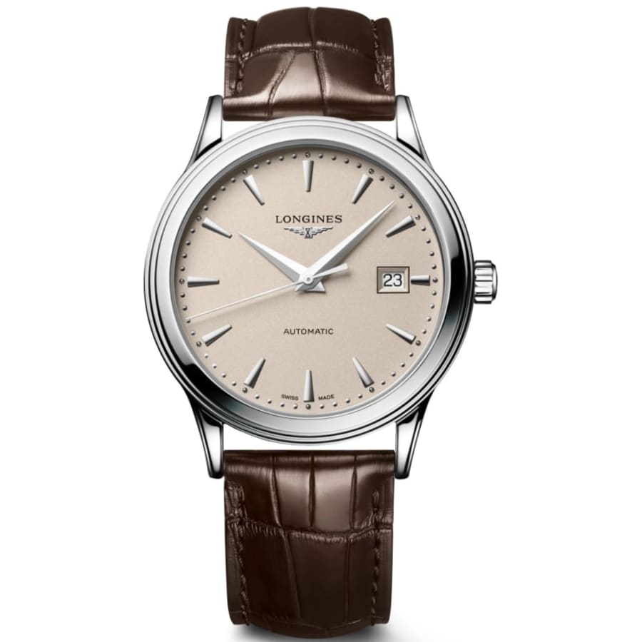 Longines Flagship Automatic Beige Dial Leather Strap Men's Watch L4.984 ...