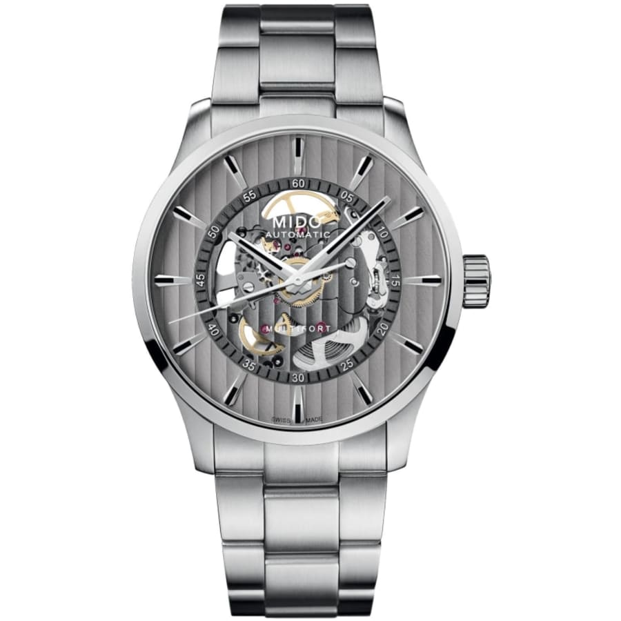 Mido Multifort Skeleton Vertigo Rhodium Dial Steel Men's Watch M038.436 ...
