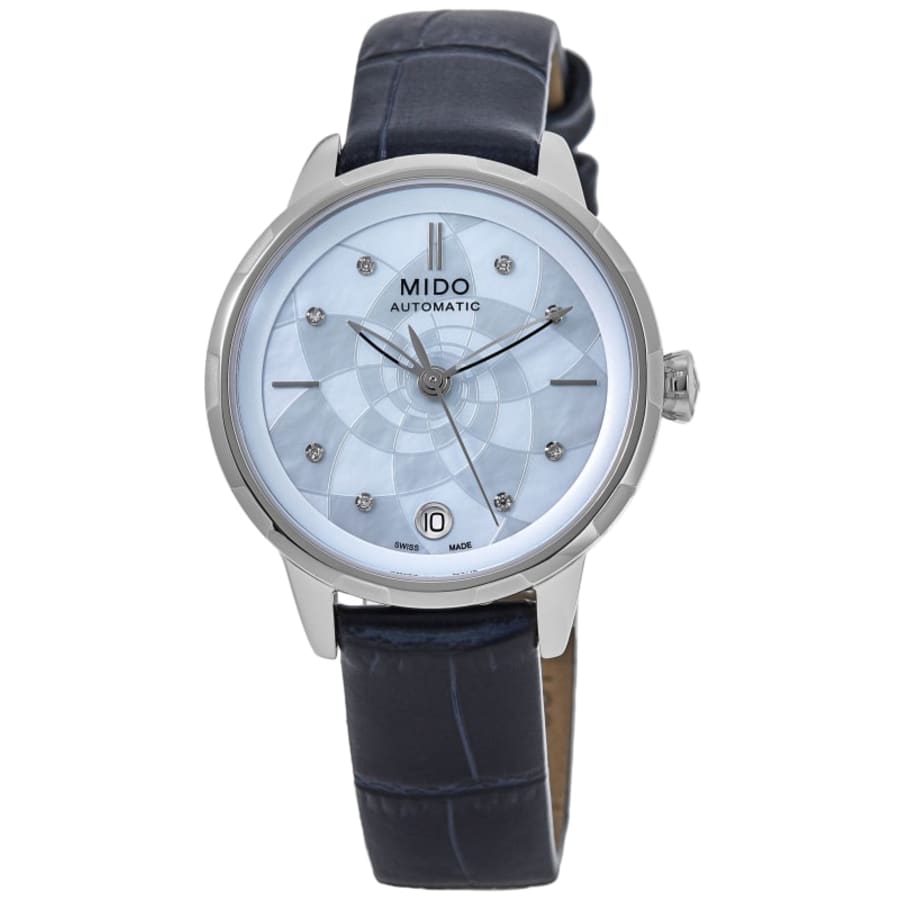 Mido Rainflower Mother of Pearl Diamond Dial Leather Strap Women's Watch M043.207.16.131.00