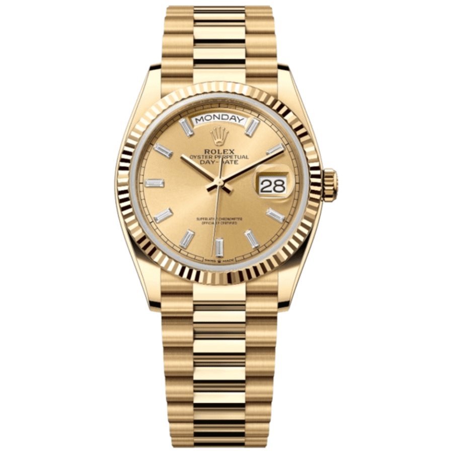 Rolex Day-Date Yellow Gold Automatic Champagne Diamond Dial Women's ...