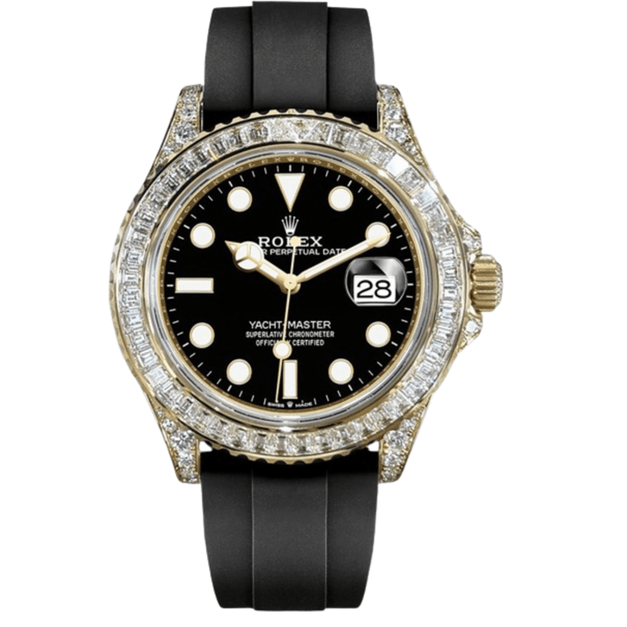 Rolex Yacht-Master 42 Automatic Black Dial 18K Yellow Gold Diamond ...