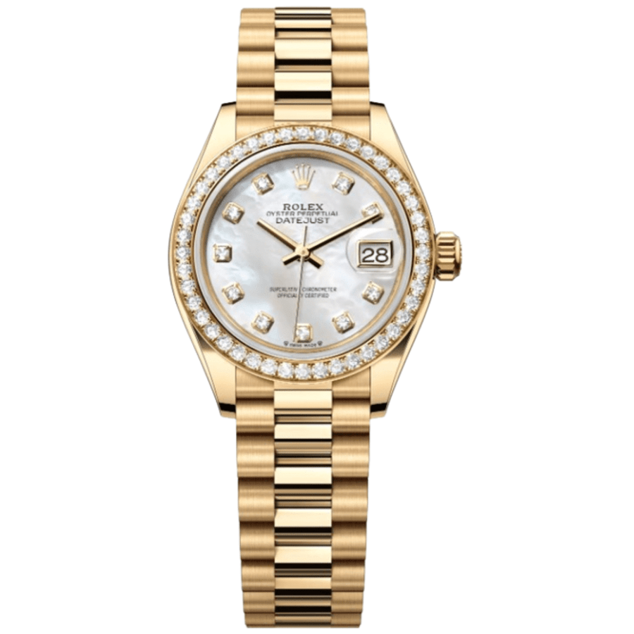 Rolex Lady-Datejust 28 Mother of Pearl Dial 18K Yellow Gold Diamond ...