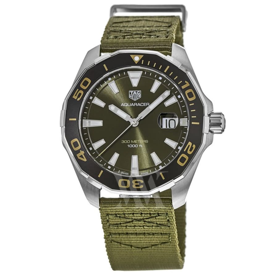 Tag Heuer Aquaracer 300M 43MM Khaki Green Fabric Strap Men's Tag Heuer Aquaracer 300M 43MM Khaki Green Fabric Strap Men's