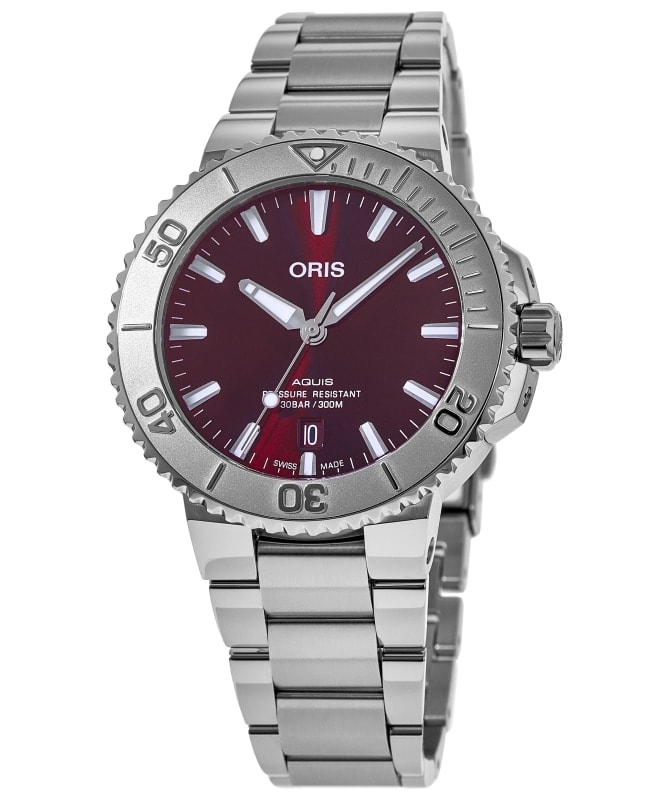 Oris Aquis Date Automatic Red Cherry Dial Steel Men's Watch 01 733 7730 ...