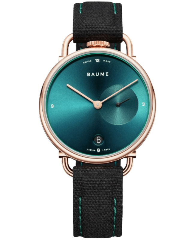 Baume & Mercier Baume Quartz Green Dial Black Fabric Strap Women's ...