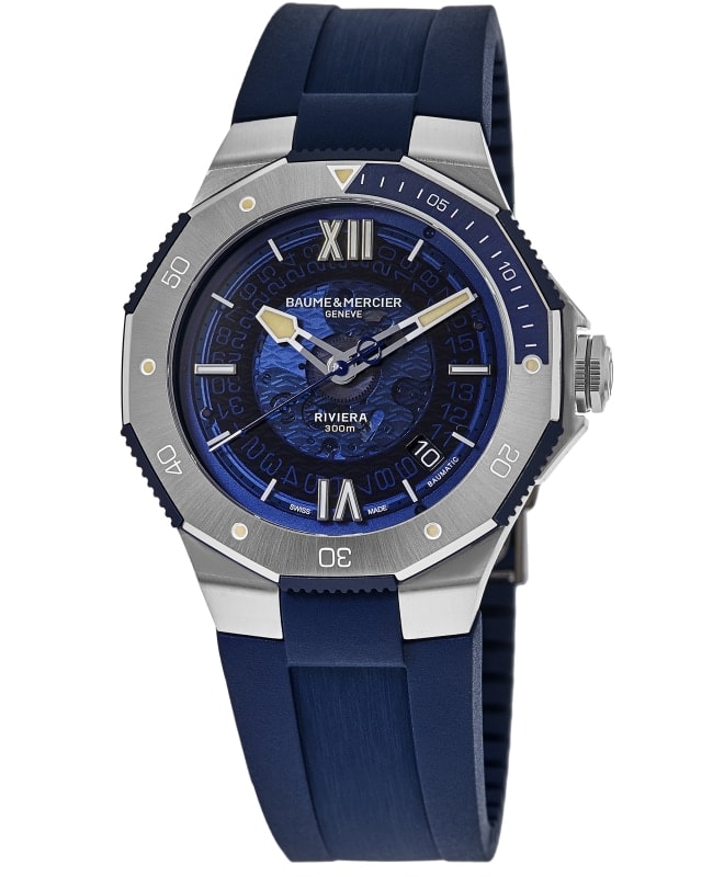 Baume & Mercier Riviera Automatic Blue Dial Rubber Strap Men's Watch 10716