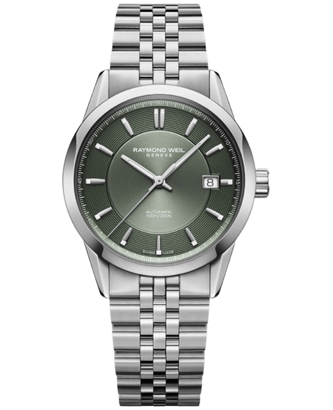 Raymond Weil Freelancer Automatic Date Green Dial Steel Men's Watch ...