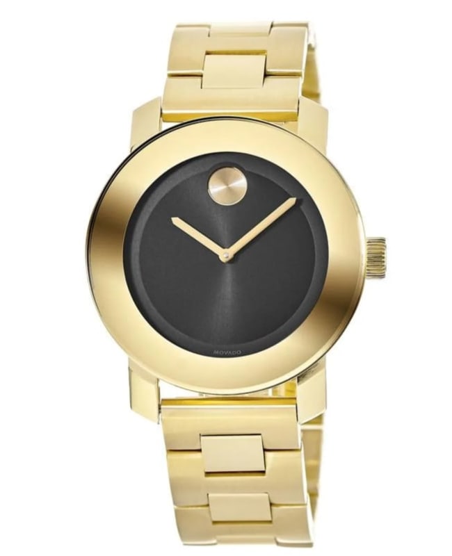Movado Bold Yellow Gold Black Dial Unisex Watch 3600397-PO