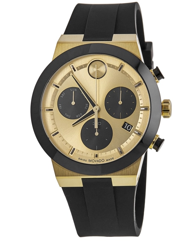 Movado Bold Fusion Gold Chronograph Dial Silicone Strap Men's Watch 3600895