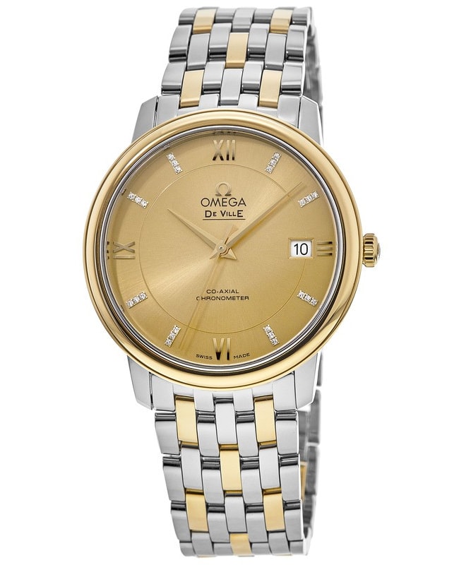 Omega De Ville Prestige Co-Axial 36.8mm Champagne Dial Two Tone Unisex Watch 424.20.37.20.58.001