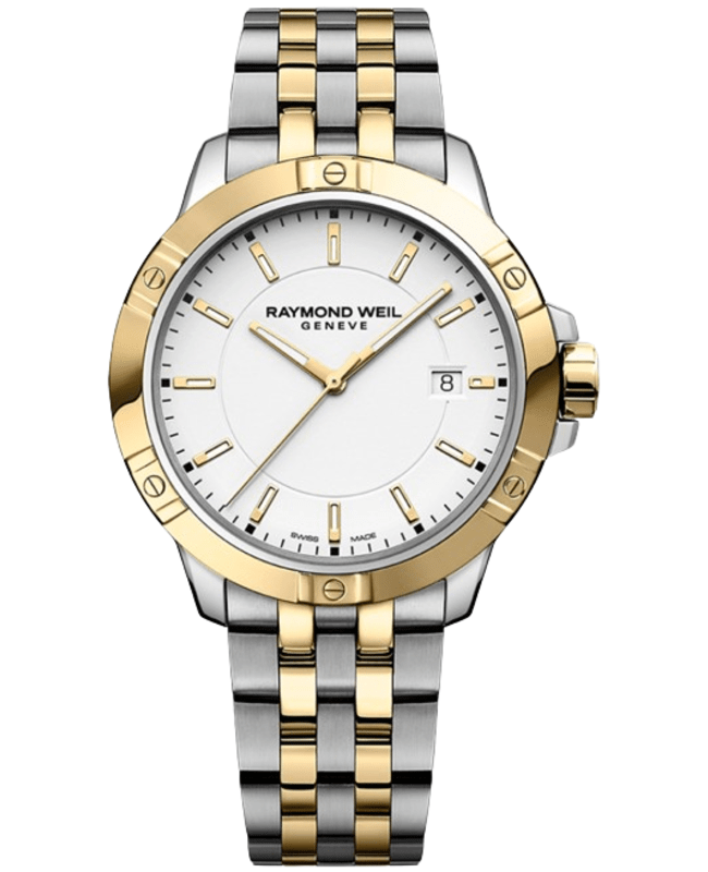 Raymond Weil Tango Quartz White Dial Two-Tone Steel Men's Watch 8160 ...